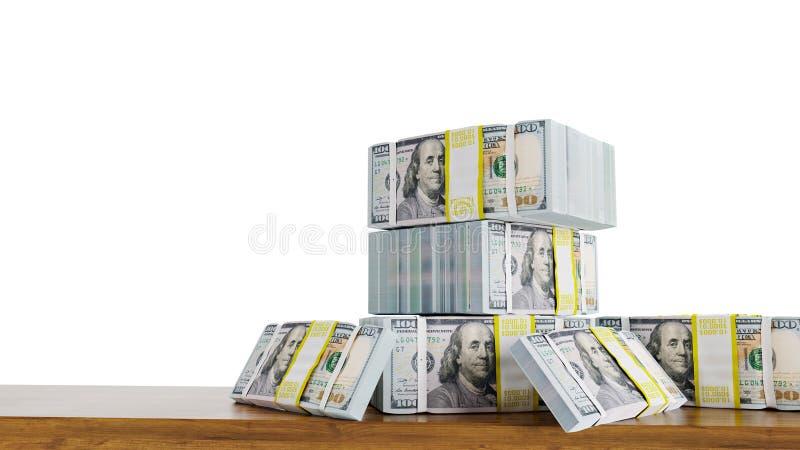 Stack of 100 US Dollar Notes Isolated on White Background, Stack of ...