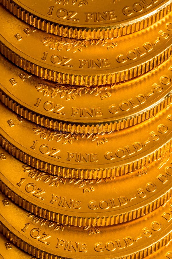 Stack of Ten Pure Gold Coins Stock Photo - Image of invest, currency ...