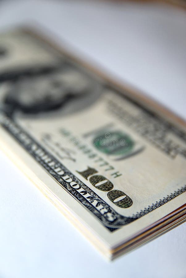 A Stack of $100 USD American Dollar Bills. Close Focus Stock ...