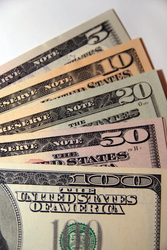 A Stack of USD American Dollar Bills Fanned Out for View. Stock Photo ...