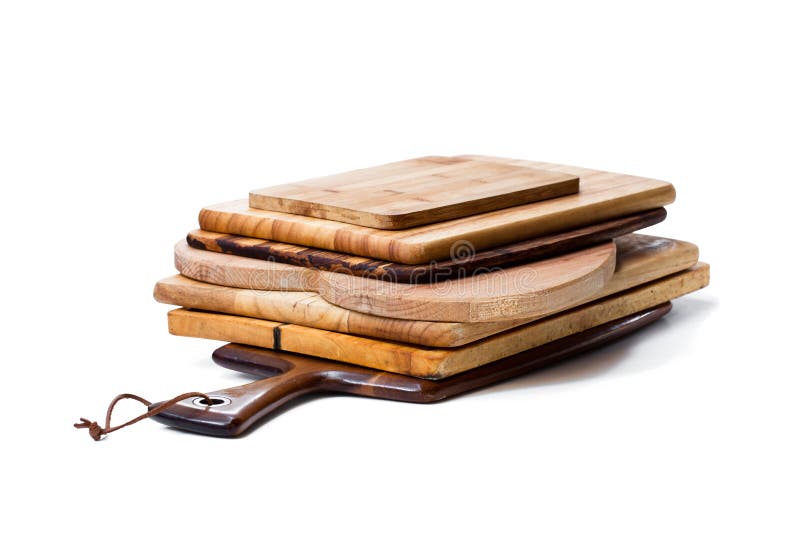Stack of Used Cutting Boards Isolated on White Stock Image - Image of ...
