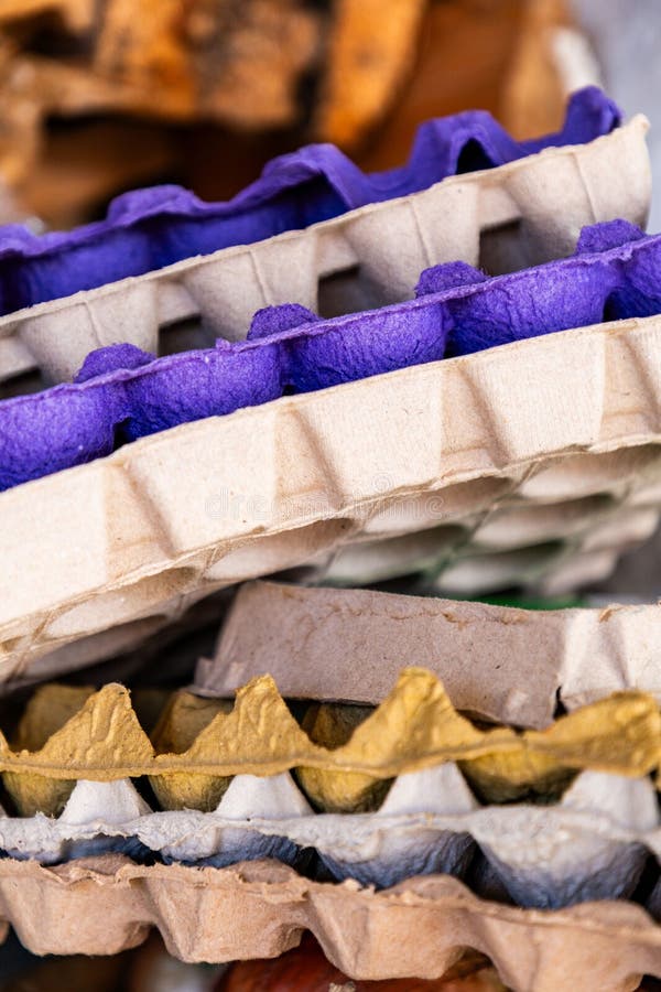 Stack of used egg trays stock photo. Image of cardboard - 373905582