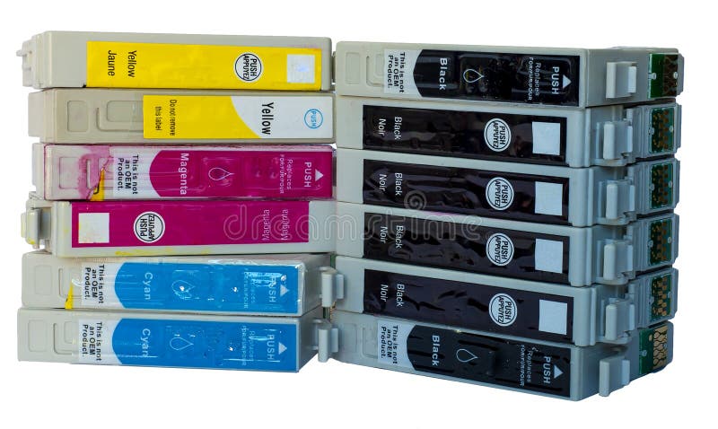 Stack of Used Ink Colored Cartridges Stock Photo - Image of white ...