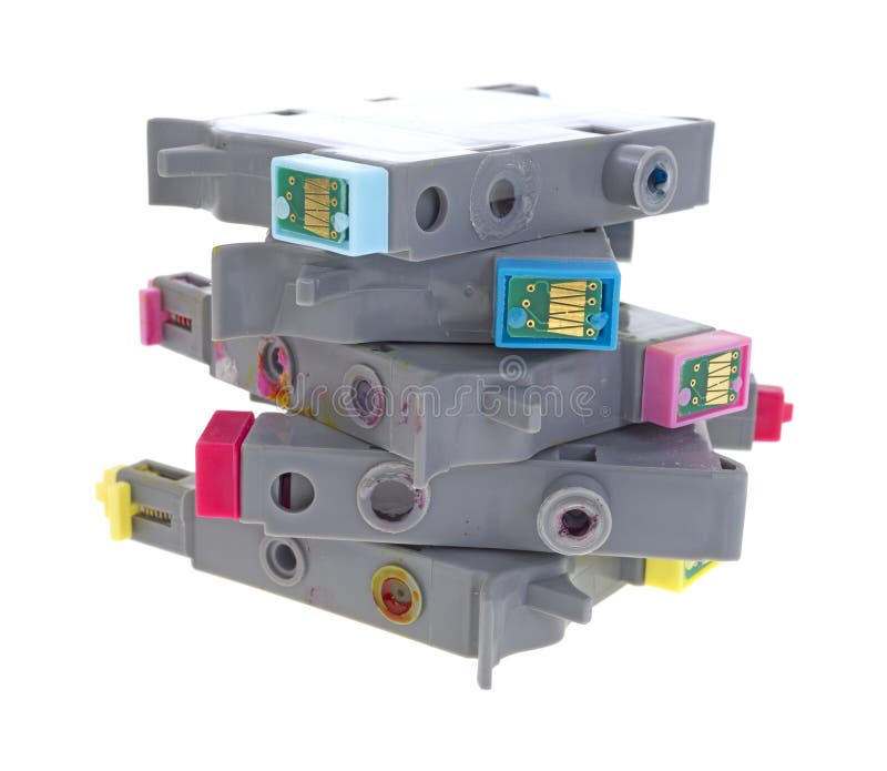 Stack of Used Inkjet Printer Cartridges Stock Image - Image of tank ...