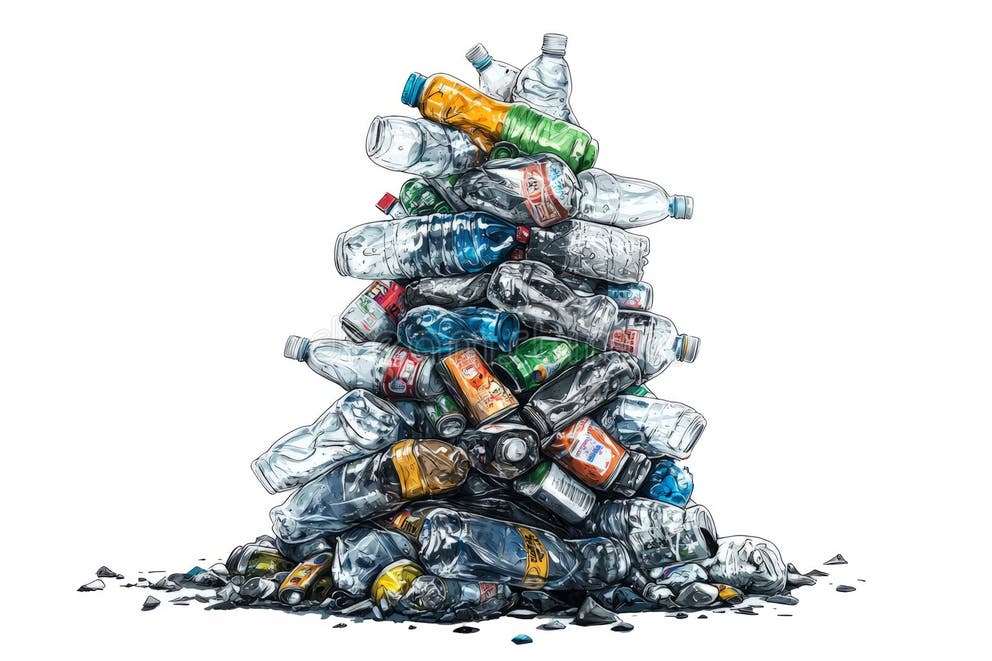 Stack of Used Plastic Water Bottles and Crushed Soda Cans, Symbolizing ...