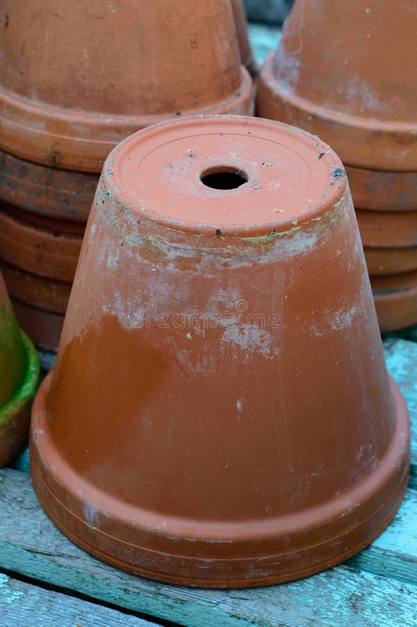 Stack of Used Terra-cotta Flower Pots Stock Image - Image of stack ...