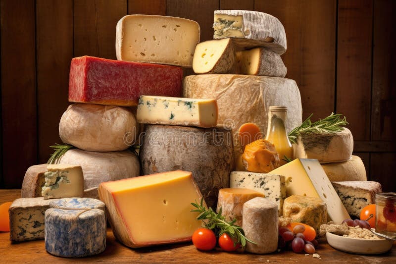 Stack of Various Aged Cheeses with Labels Stock Illustration ...