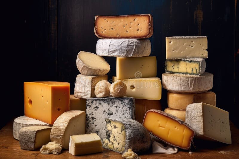 Stack of Various Aged Cheeses with Labels Stock Illustration ...