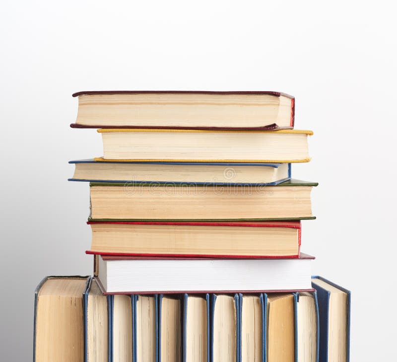 Stack of Various Books, Items on a White Background Stock Image - Image ...