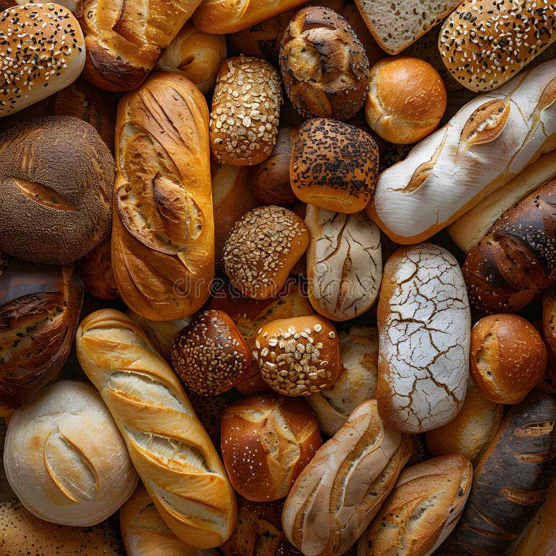 Stack of Various Breads Showcasing Staple Food and Natural Ingredients ...