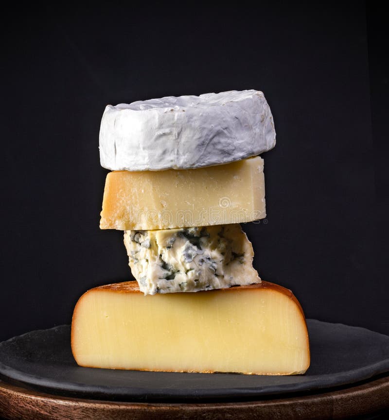 Stack of Various Cheese Pieces Stock Image - Image of traditional ...