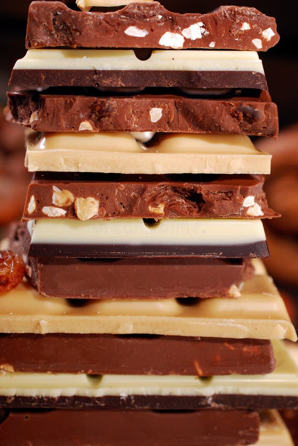 Chocolate Bars with Nuts and Raisins Stock Image - Image of bars ...
