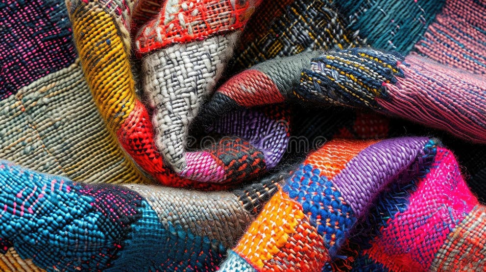 Multicolored Knitted Blanket Stack Stock Illustration - Illustration of ...