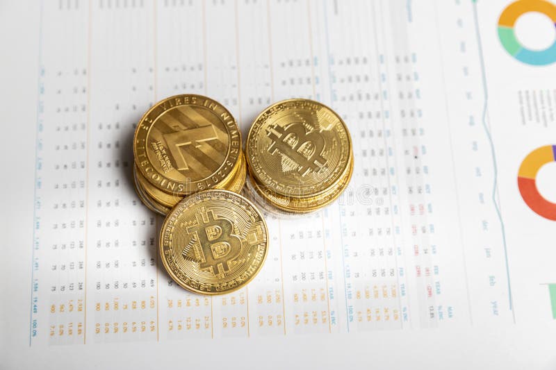 Stack of Various Golden and Silver of Cryptocurrency on Chart or Graph ...