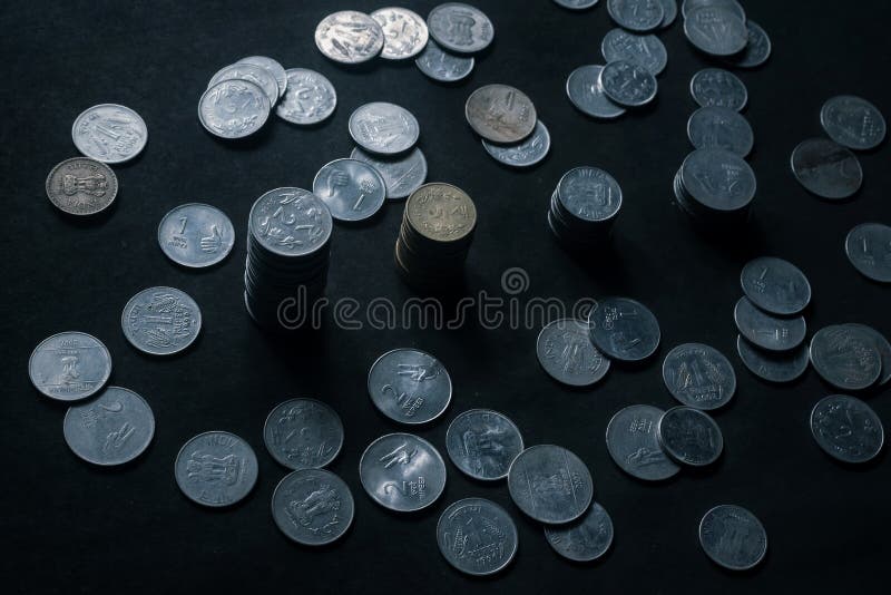 Stack of Indian Currency Coins Stock Photo - Image of mutual, investing ...