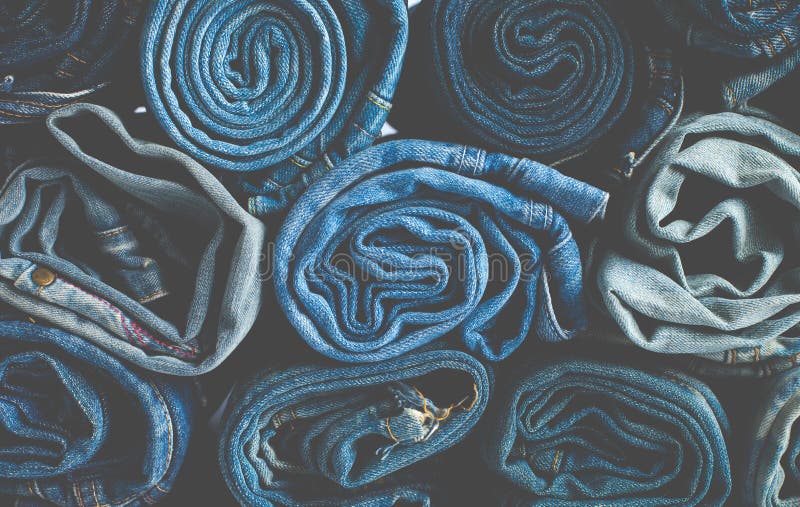 Stack of Various Shades Blue Jeans. Jeans Stacked Isolated on White ...