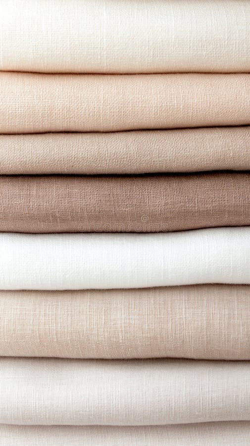 A Stack of Various Textured Fabrics in Soft Neutral Tones Showcases ...