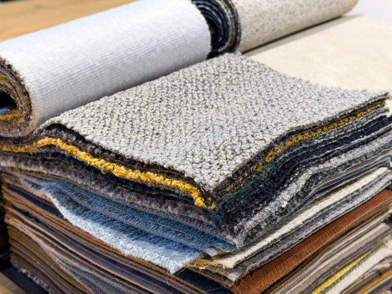 Stack of Various Upholstery Fabric Samples in Neutral and Earth Tones ...