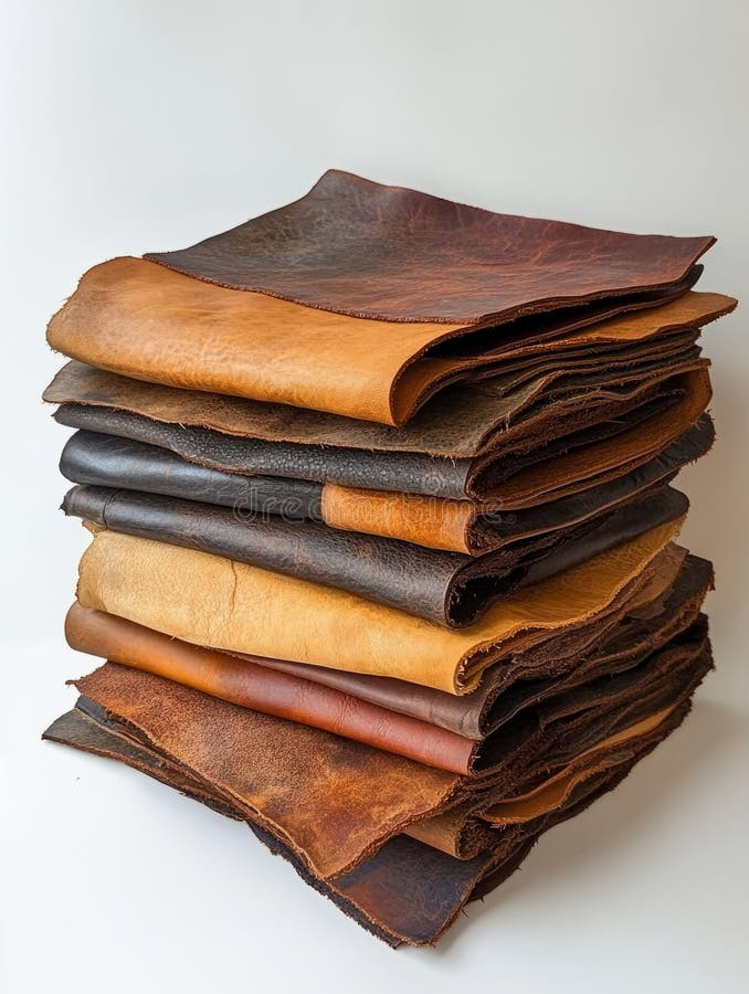 Stack of Variously Colored Leather Pieces. Stock Image - Image of ...