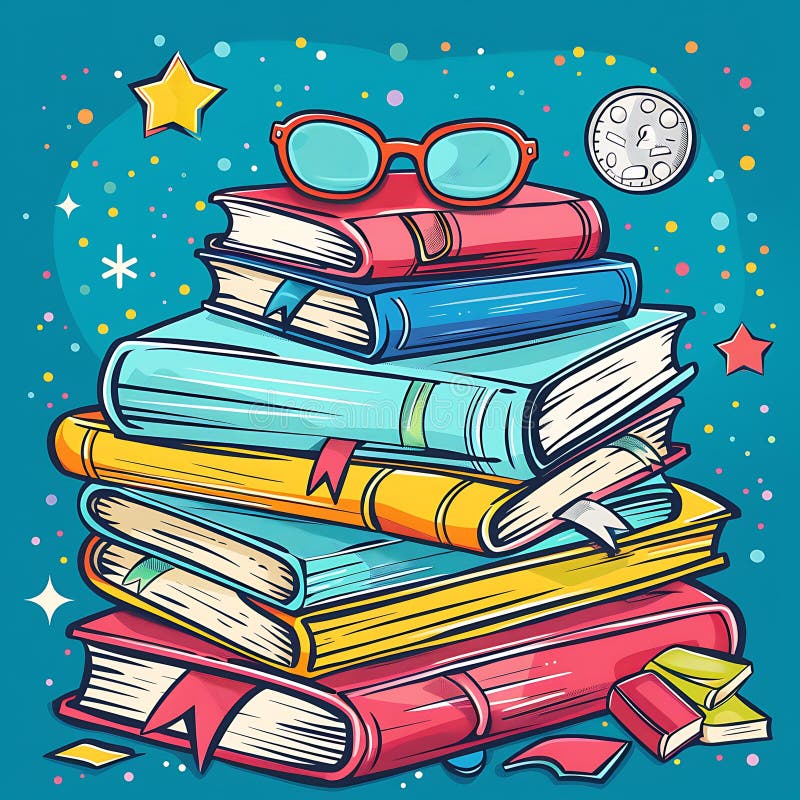 4. a Stack of Vector Cartoon Books with Bright, Engaging Covers and ...