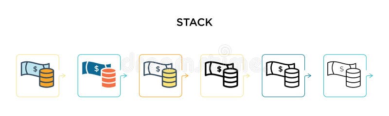 Stack Vector Icon in 6 Different Modern Styles. Black, Two Colored ...