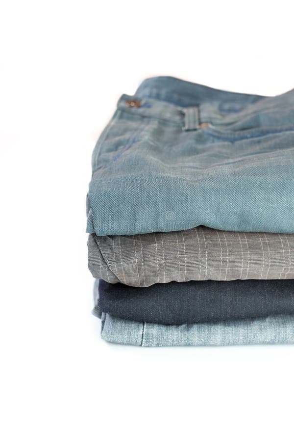 Stack of Verious Denim Clothes Isolated Stock Photo - Image of ...