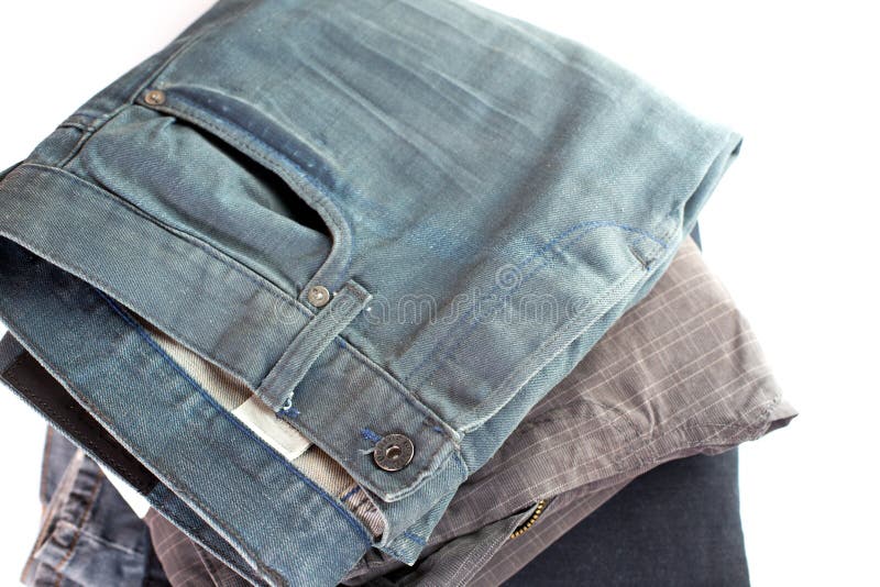 Stack of Verious Denim Clothes Stock Photo - Image of trousers, fabric ...