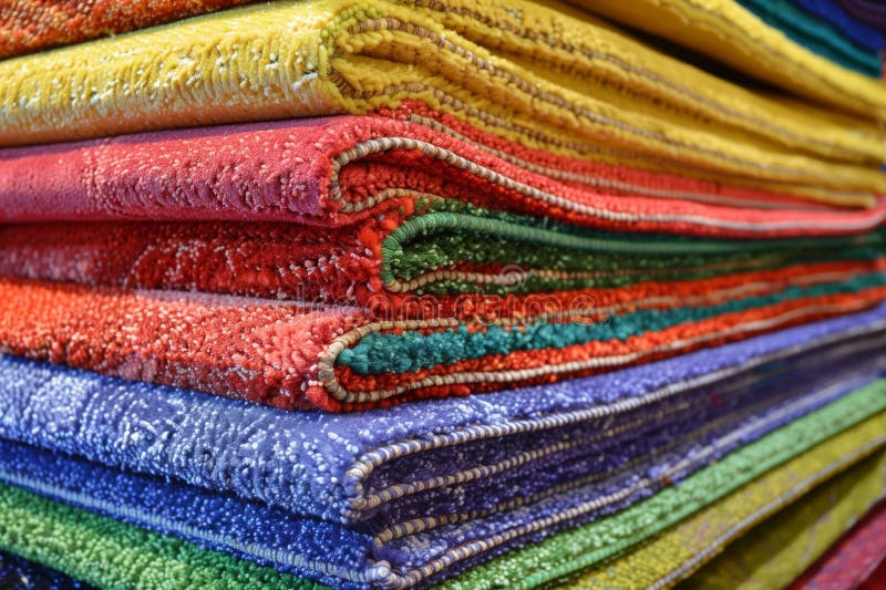 Stack of Vibrant Carpet Tiles in a Neat Display Stock Photo - Image of ...