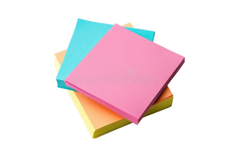 Stack of Vibrant Color Notepads Isolated on White Background. Office ...