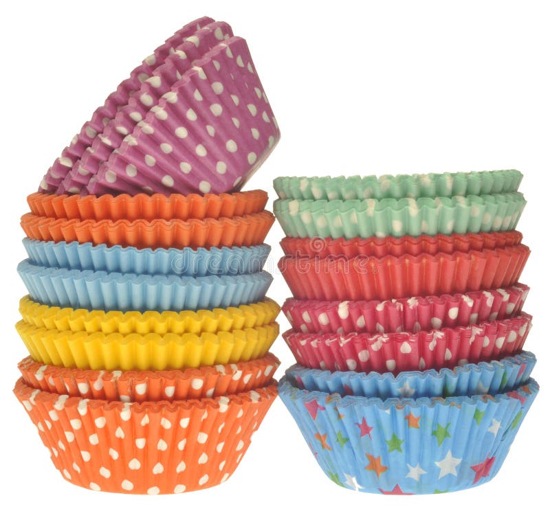 Stack of Vibrant Cupcake Wrappers Stock Image - Image of isolated ...