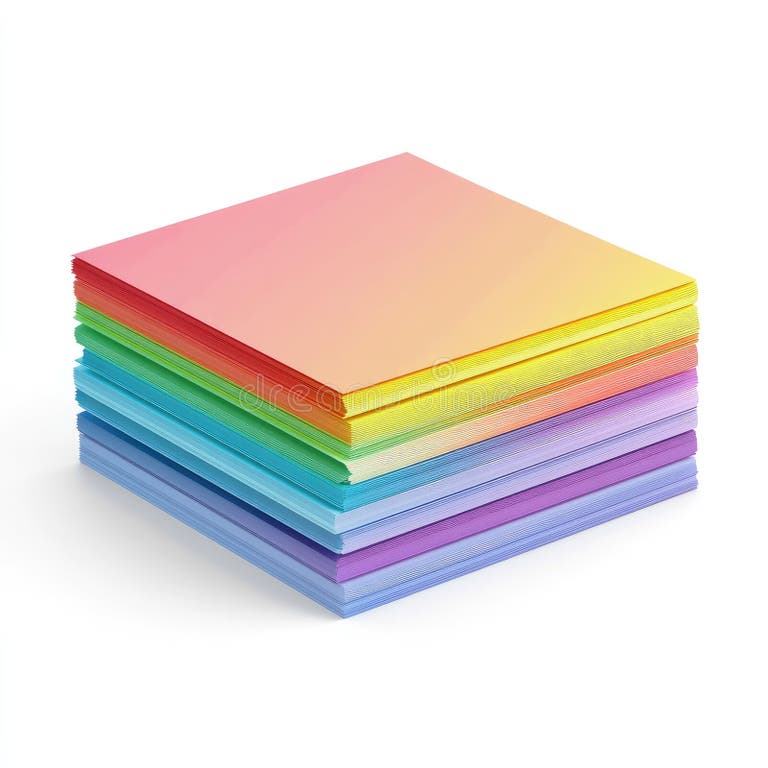 Stack of Pastel Rainbow Colored Paper Sheets a Vibrant Stack of Pastel ...