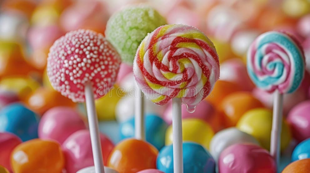 A Stack of Vibrant Lollipops, Perfect for Sweet-themed Designs Stock ...