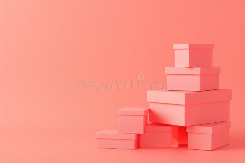Stack of Vibrant Pink Gift Boxes in Minimalist 3D Style for ...