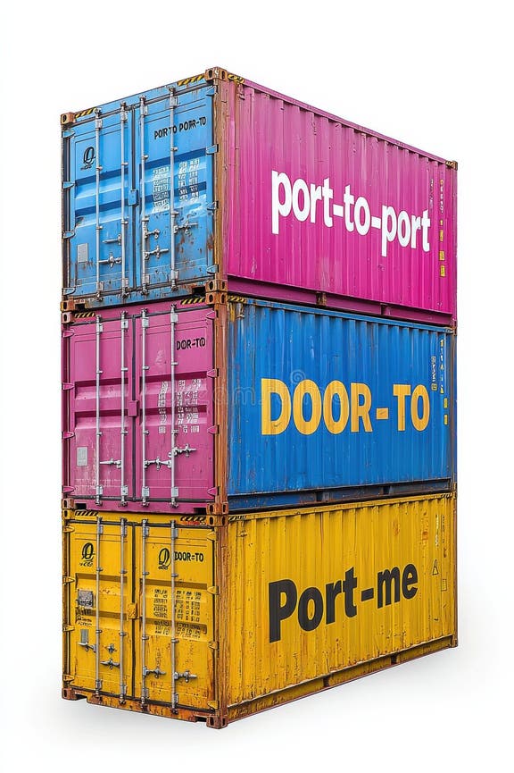Stack of Vibrant Shipping Containers with Visible Text and Rustic ...