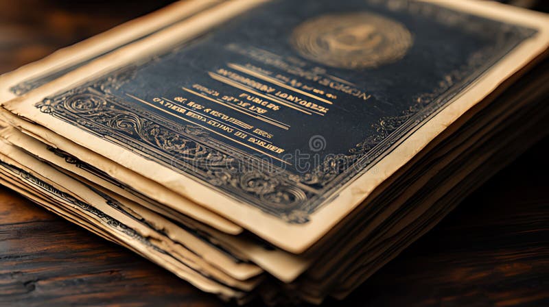 A Stack of Vintage, Aged, and Worn Paper Documents or Brochures with ...