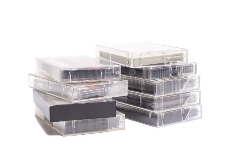 Stack of Vintage Audio Cassettes Isolated on White Stock Image - Image ...