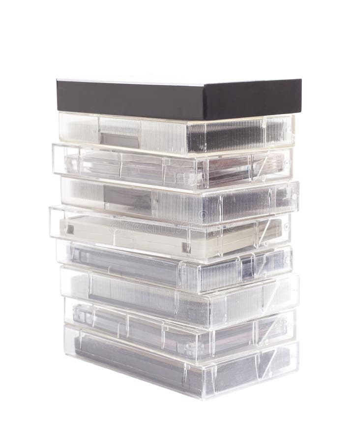 Stack of Vintage Audio Cassettes Isolated on White. Stock Photo - Image ...