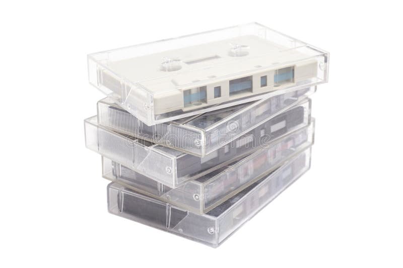 Stack of Vintage Audio Cassettes Isolated on White. Stock Image - Image ...