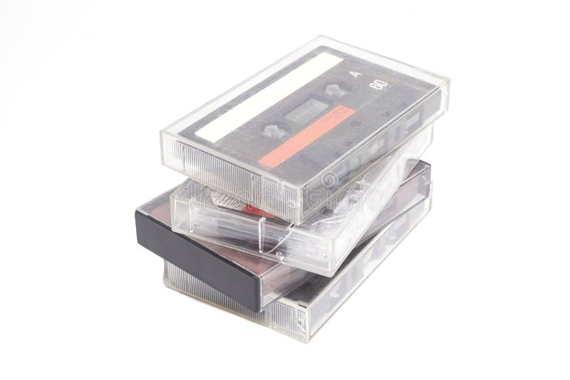 Stack of Vintage Audio Cassettes Isolated on White Stock Image - Image ...