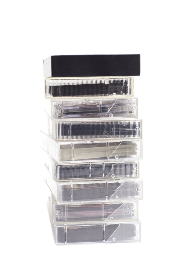 Stack of Vintage Audio Cassettes Isolated on White. Stock Image - Image ...