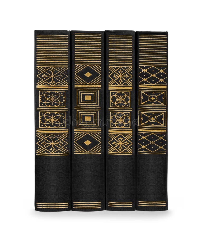 Stack of Vintage Books Black with Gold Pattern Stock Photo - Image of ...