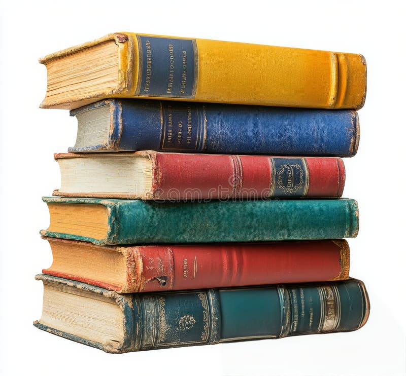 A Stack of Vintage Books Featuring Colorful Covers, Resting on a Clean ...