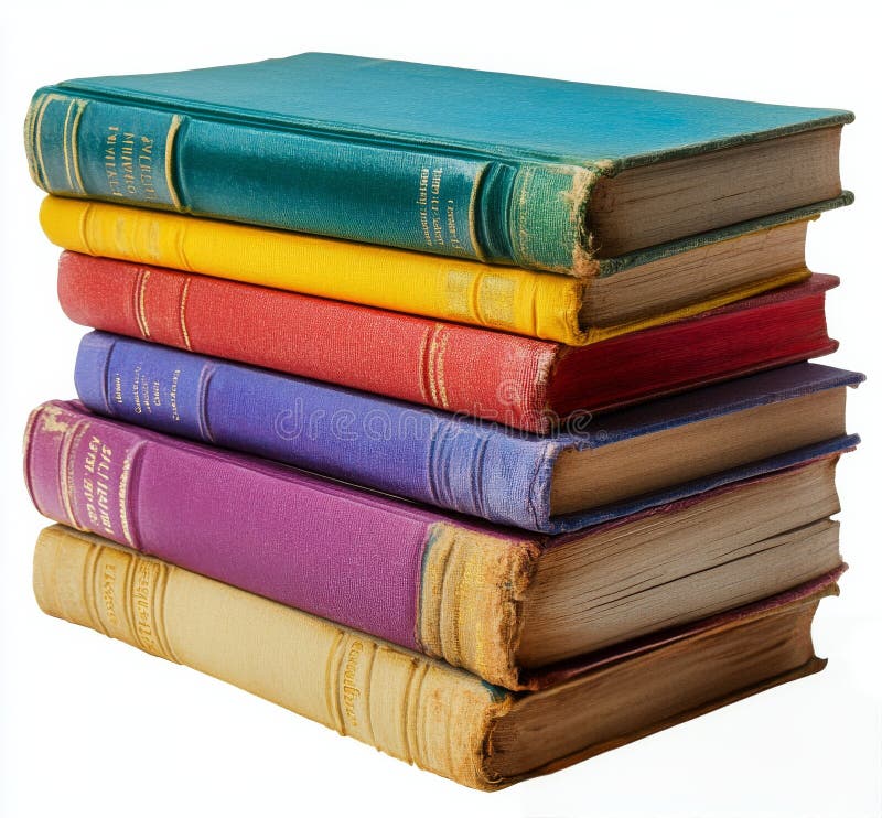 A Stack of Vintage Books Featuring Colorful Covers, Resting on a Clean ...