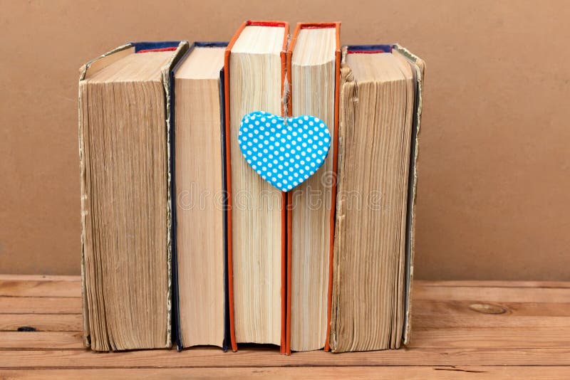 Stack of Vintage Books with Heart Shape Stock Image - Image of open ...
