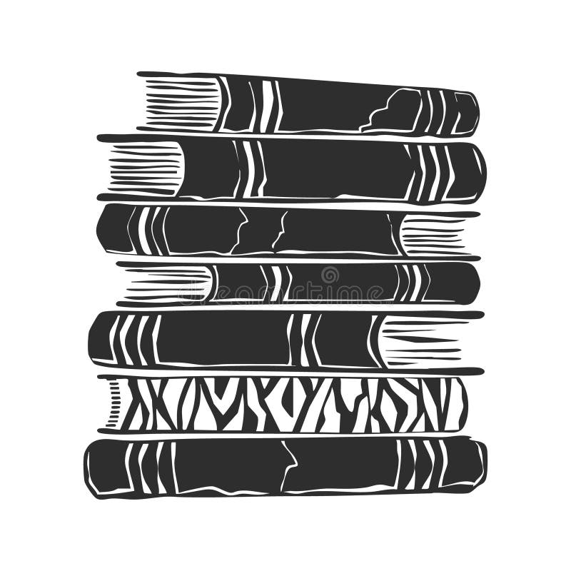 Stack of Vintage Books Silhouette Illustration. Knowledge and ...