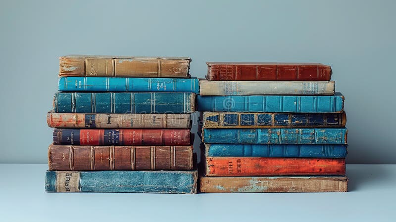 Stack of Vintage Books stock illustration. Illustration of tale - 334938937