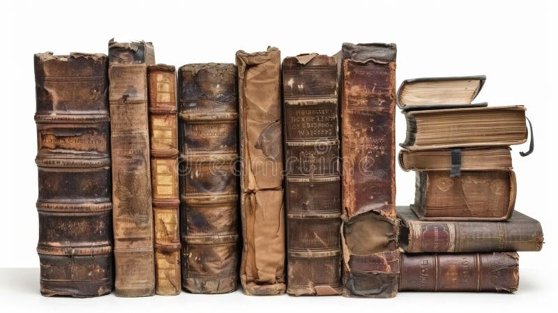 Stack of Vintage Books on a White Background Stock Photo - Image of ...