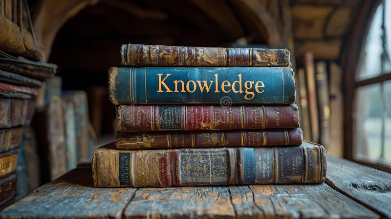 Stack of Vintage Books on a Wooden Surface Representing Knowledge Stock ...