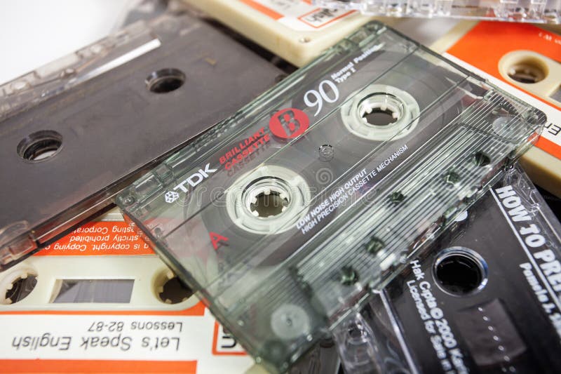 Stack of Vintage Cassettes Isolated on White Background Editorial Photo ...