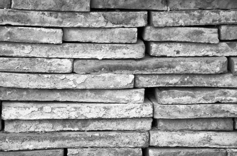 Stack of Vintage Clay Brick on Pallet (Black and White) Stock Image ...